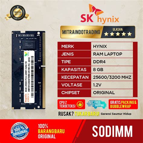 Jual HYNIX SODIMM DDR4 8GB PC 25600 3200MHZ Indonesia Shopee Indonesia