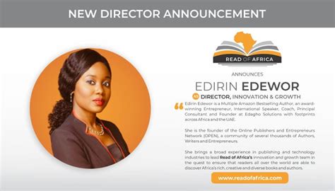 Edirin Edewor On Linkedin Honoured To Be Joining Read Of Africa As Its