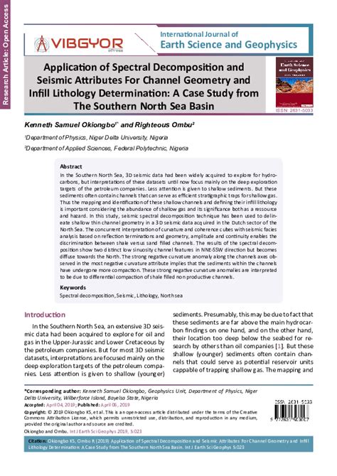 Pdf Application Of Spectral Decomposition And Seismic Attributes For