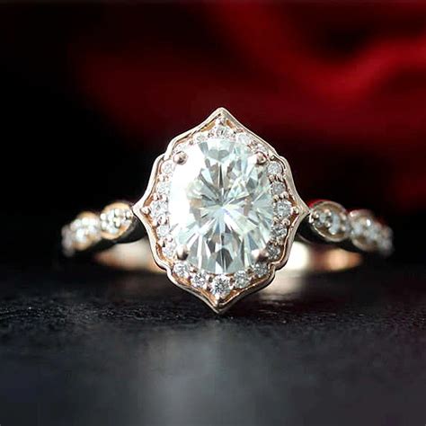 Moissanite Ring 1 00ct Carat 5x7mm Oval Cut Moissanite Engagement Ring