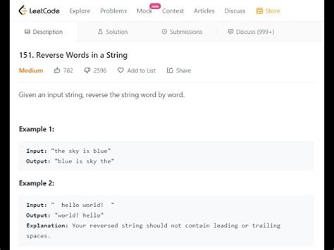 Leetcode Reverse Words In A String My Leetcode Learning