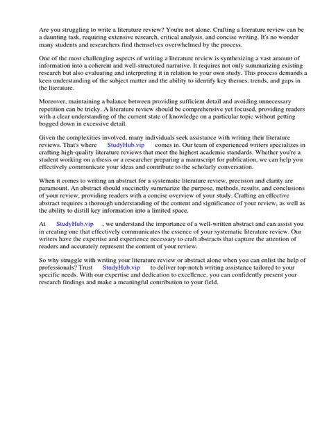How To Write An Abstract For A Systematic Literature Review Pdf