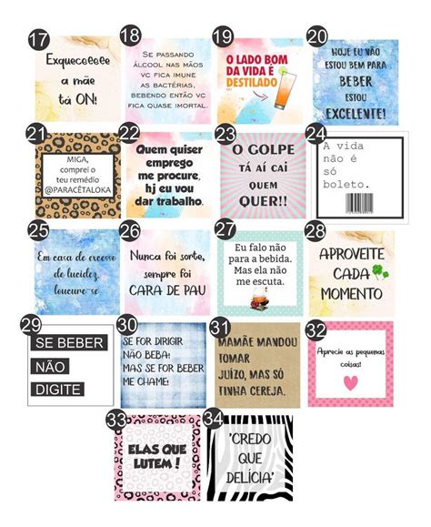 Mini Cartões P Drinks Tags Bebidas Frases Divertidas un