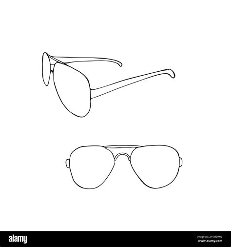 Front And Side Views Of Sunglasses Simple Vector Hand Drawn