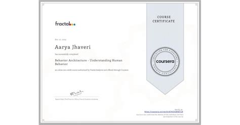 Aarya Jhaveri On Linkedin Completion Certificate For Behavior Architecture Understanding Human