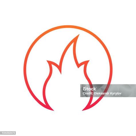 화재 또는 불꽃 서클 간단한 로고입니다 벡터 일러스트 레이 션 흰색 배경에 고립입니다 가연성에 대한 스톡 벡터 아트 및 기타