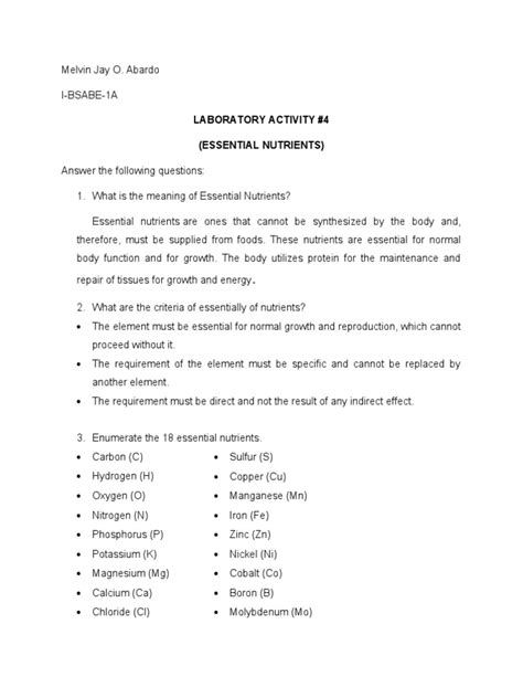 Essential Nutrients Pdf Nutrients Plant Nutrition