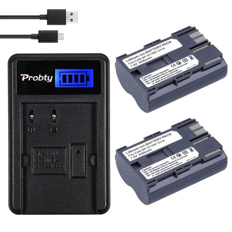 Probty 2Pcs BP 511 BP 511 BP511 BP511A Battery LCD USB Charger For