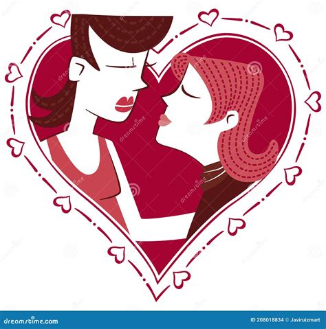Baiser Dun Couple Lesbien Illustration Stock Illustration Du