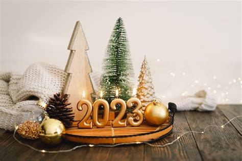 Frohes Neues Jahr 2023 Weihnachtshintergrund Mit Tannenzapfen Und