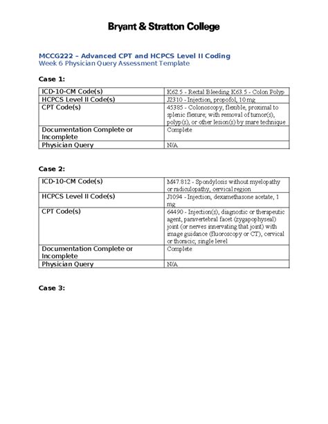 MCCG Week Physician Query Assessment Coding Overview Studocu