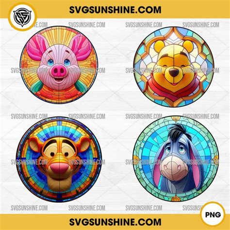 Winnie The Pooh Characters Stained Glass Png Winnie The Pooh Png Clipart