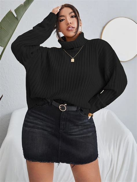 Plus Turtleneck Drop Shoulder Sweater Artofit