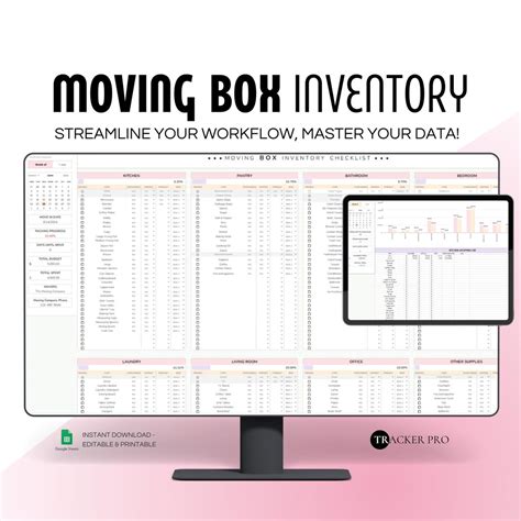 Moving Box Contents List Excel Spreadsheet Moving Planning Storage