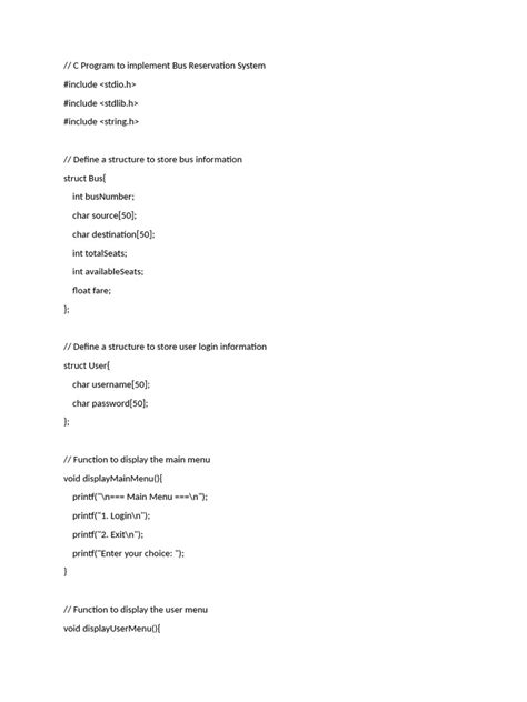c program to implement bus reservation system pdf computing