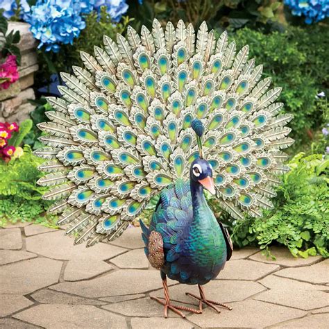 Elegant Peacock Metal Garden Sculpture Bits And Pieces Bits And
