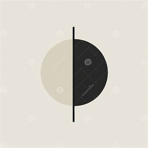 Abstract Black And White Circle Split With Line Minimalist Design Stock