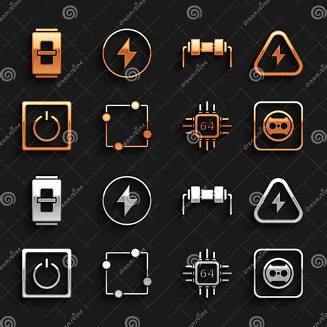 Set Electric Circuit Scheme High Voltage Electrical Outlet Processor With Microcircuits Cpu