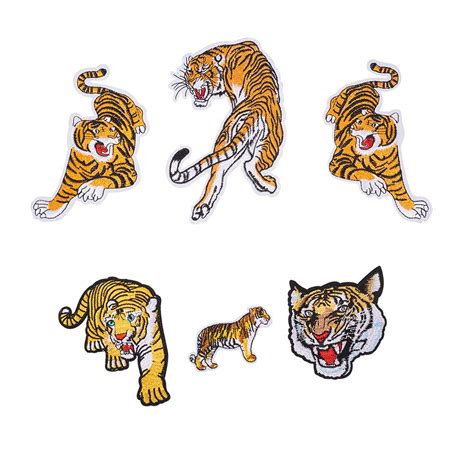 Nbeads 6 Pcs Roaring Bengal Striped Tiger Embroidered Cloth Patches Diy