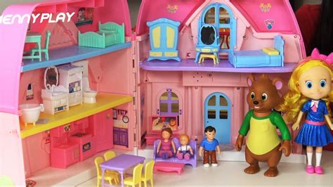 Jenny Play 디즈니 주니어 골디와 곰돌이 인형과 유앤미 가족별장 인형집 장난감 놀이세트 Youtube