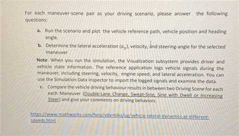 Solved Figure 1 Vehicle Dynamics Simulationsimulinkfor