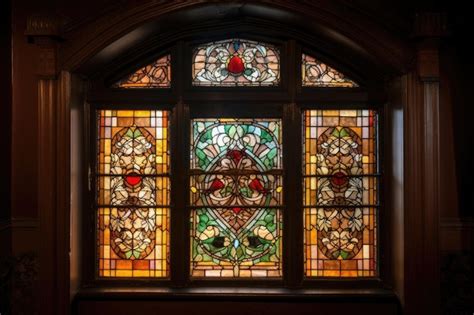 Premium Ai Image Window With Intricate Design Including Stained Glass