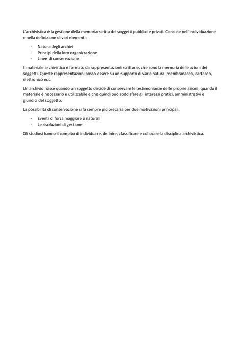Riassunto Di Archivistica Generale Docsity