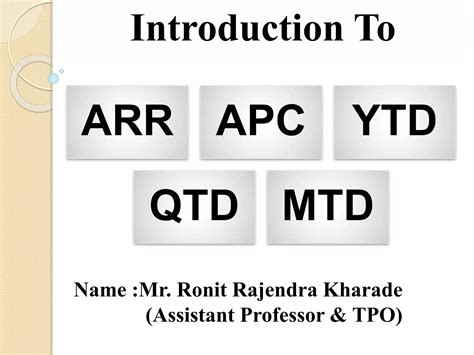 Introduction To ARR APC YTD QTD And MTD PPT