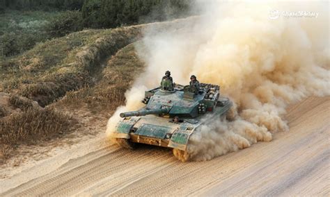Main Battle Tank Throws Up Dirt During Maneuver Training Global Times