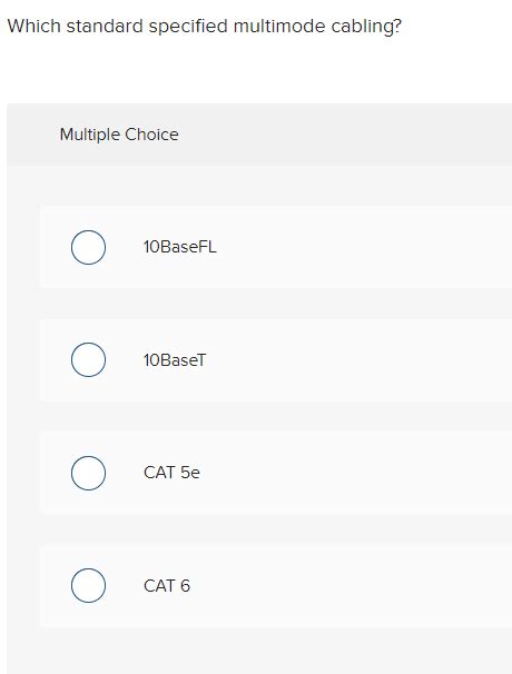 Solved Which Standard Specified Multimode Cablingmultiple