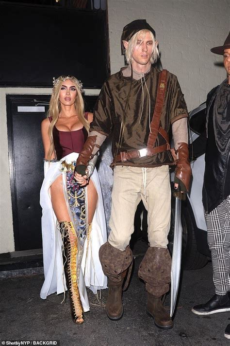 Megan Fox Puts On A Busty Display As Zelda While Mgk Dresses As Link Megan Fox Dress Megan