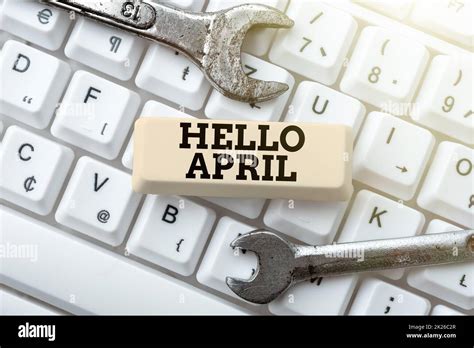 Text Caption Presenting Hello April Internet Concept A Greeting