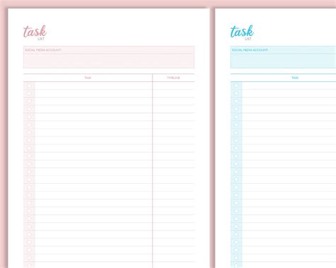 Task List Task Tracker Printable Planner Instant Download Life Planner Productivity