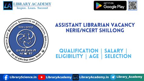 Assistant Librarian Vacancy At Ncert Shillong Lis Vacancy