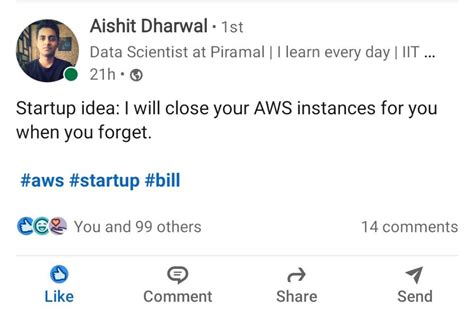 sushant gautam on linkedin aws gcp azure startup bill