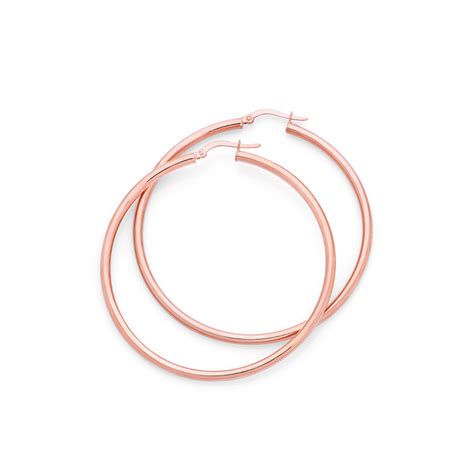 9ct Rose Gold 25x50mm Polished Hoop Earrings Goldmark Au