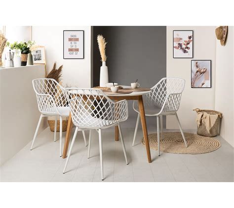Chaise En Polypropylène Blanc Avec Accoudoirs Et Trous En Forme De