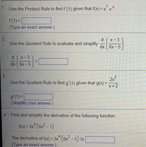 solved 1 use the product rule to find f 1 given that