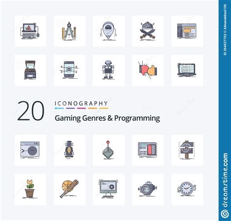 20 Gaming Genres And Programming Line Filled Color Icon Pack Like