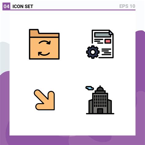 Filledline Flat Color Pack Of 4 Universal Symbols Of Backup Down