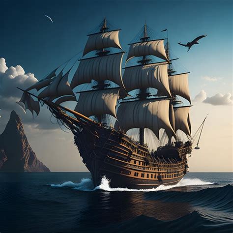 Premium Ai Image Pirate Ship Sailing On The Sea