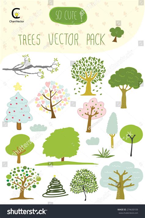 Trees Hand Drawn Romantic Icon Set Stock Vector Royalty Free 274630109 Shutterstock