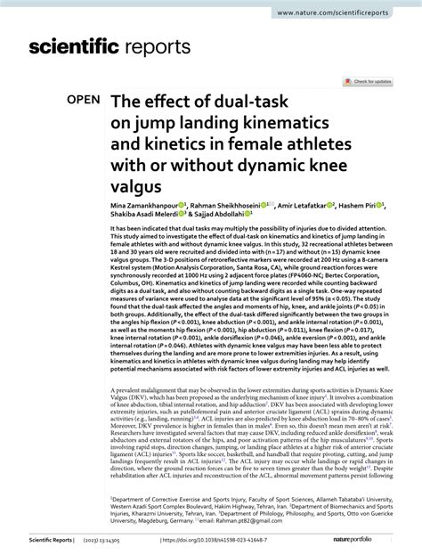 Pdf The Effect Of Dual Task On Jump Landing Kinematics And Kinetics