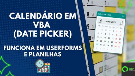 Vídeo Calendário pop up para seus projetos VBA Date picker YouTube