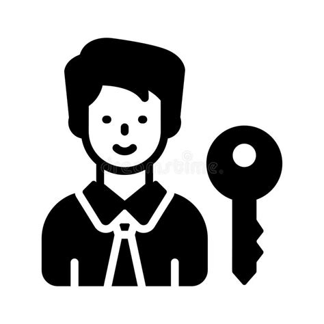 Key Icon With Person Representing Access Or Permissions Stock Vector Illustration Of Identity
