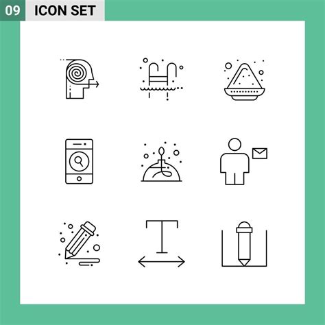 Editable Vector Line Pack Of 9 Simple Outlines Of Web Phone Swimming People India Editable