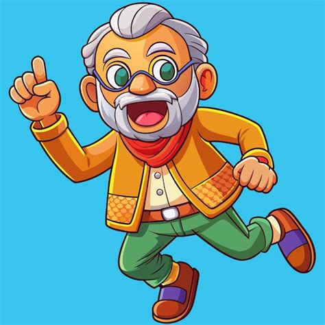 Premium Vector A Cartoon Of An Old Man With Glasses And A Beard