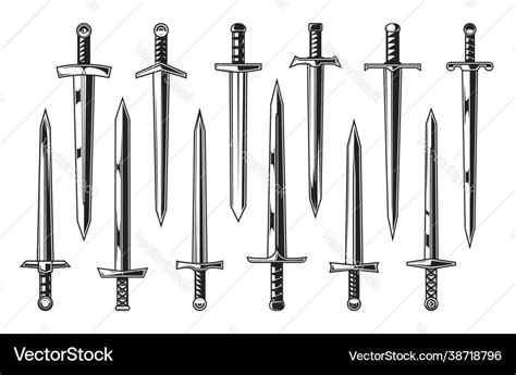 European Knight Medieval Swords Heraldry Vector Image