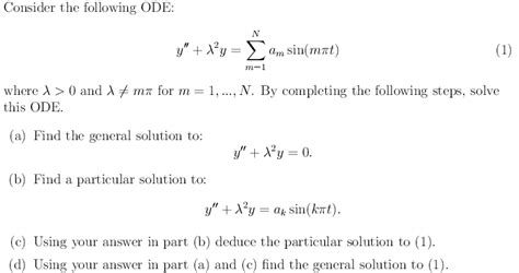 Solved Consider The Following ODE Where And Lambda Chegg