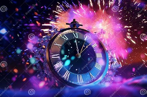 Countdown Clock Striking Midnight At A Vibrant Stock Illustration Illustration Of Night